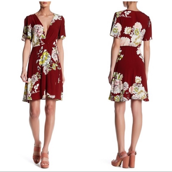 Astr | Dresses | Astr The Label Red Floral Wrap Dress | Poshmark